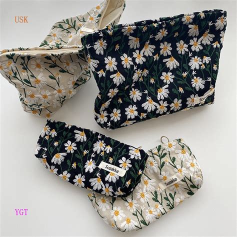 Usk Cosmetic Bag Women Floral Makeup Case Organizer Korean Embroidery