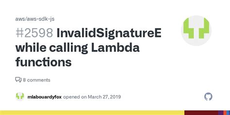 Invalidsignatureexception While Calling Lambda Functions · Issue 2598 · Awsaws Sdk Js · Github