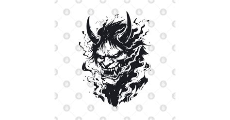 Cool Oni Yokai Japanese Outline Portrait Oni Yokai T Shirt Teepublic