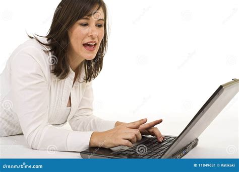 Attractive Lady With Laptop Stock Image Image Of Lady Modern 11849631