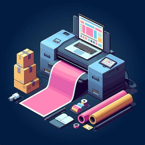 Premium Vector Vector Printing Machine And Paper Rolls
