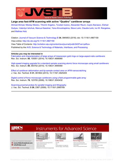 pdf parallel spm cantilever arrays for large area surface metrology