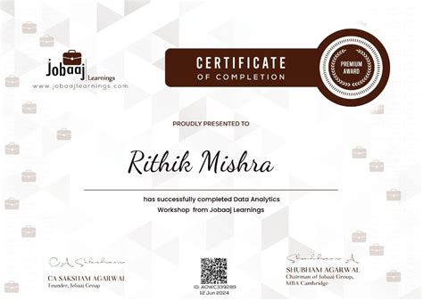 Completed Data Analytics Workshop With Jobaaj Learnings Rithik Mishra Posted On The Topic