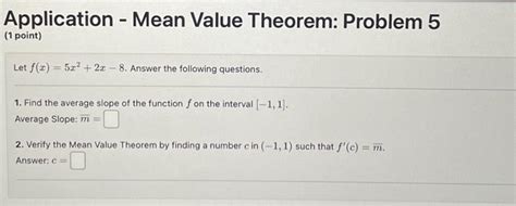 solved application mean value theorem problem 4 1 point