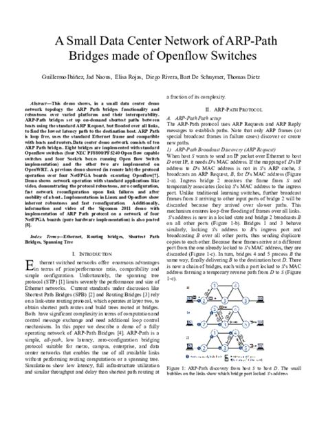 Pdf A Small Data Center Network Of Arp Path Bridges Made Of Openflow Switches