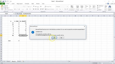 Calculating Standard Deviation Using Excel W Steps Youtube