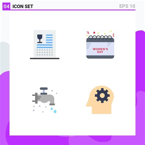 4 Thematic Vector Flat Icons And Editable Symbols Of Catalog Faucet