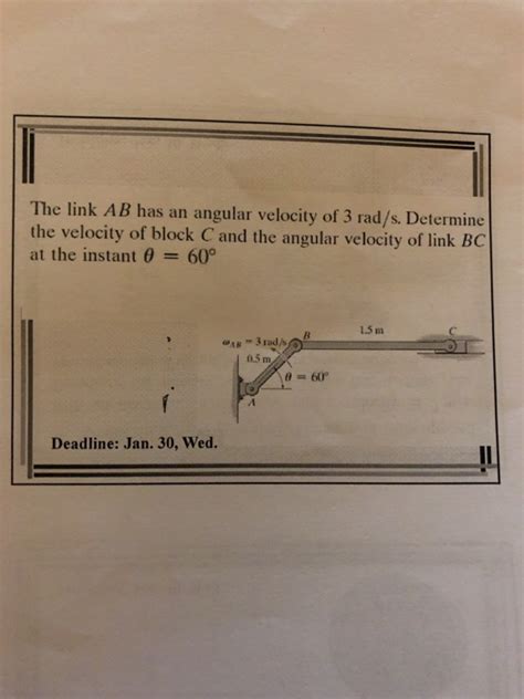Solved The Link AB Has An Angular Velocity Of 3 Rad S Chegg Com