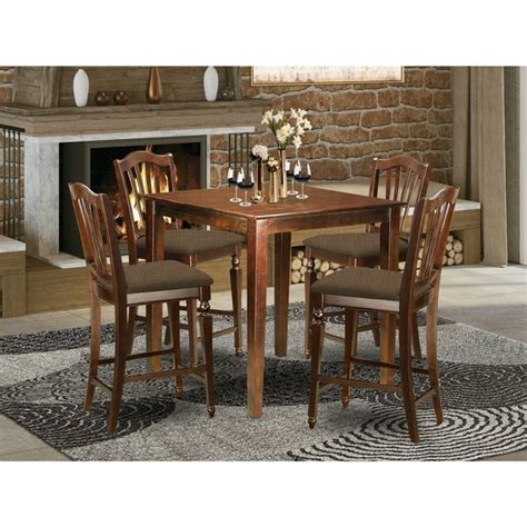 Homestock Rustic Refinement Height Set Pub Table And Kitchen Chairs