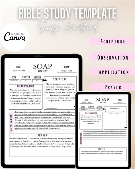 Soap Bible Study Template Bible Passage Summary Bible Verse Summary