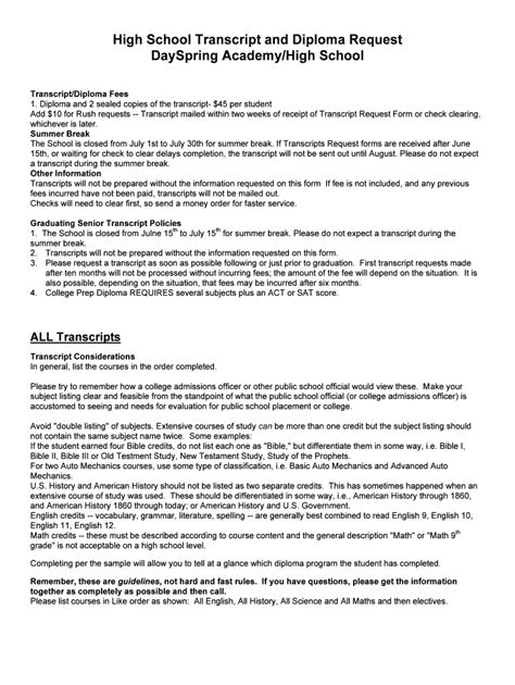 Fillable Online Dsacademy Diploma And 2 Sealed Copies Of The Transcript
