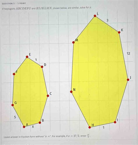 Solved Question 2 1 Point Lf Heptagons Abcdefg And Hijklmn Shown