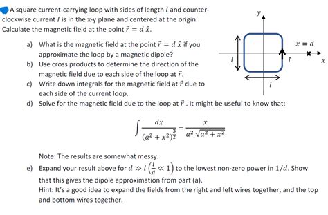 у A square current carrying loop with sides of length Chegg