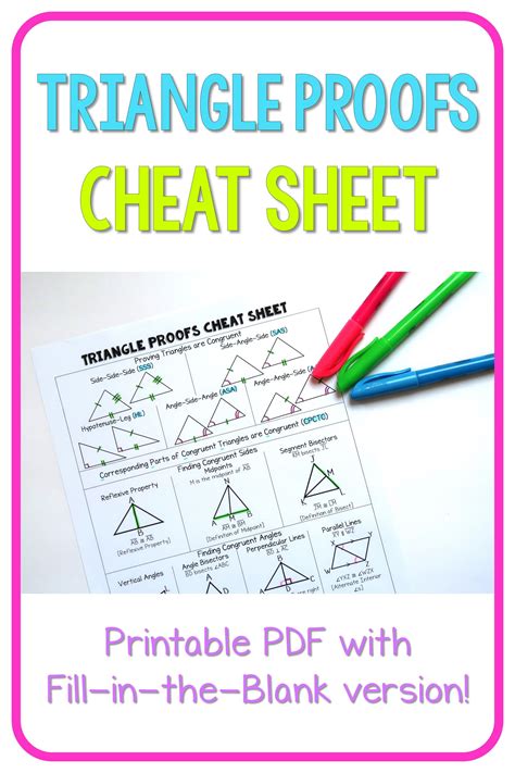 Triangle Proofs Geometry Cheat Sheet Geometry Proofs High School