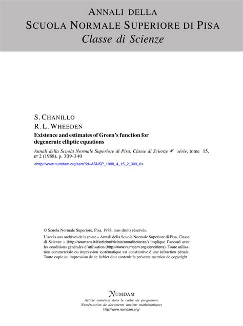 Pdf Existence And Estimates Of Greens Function For Degenerate