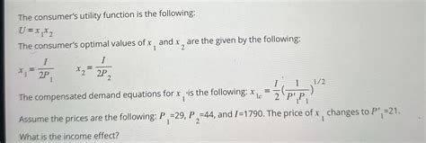 solved the consumer s utility function is the