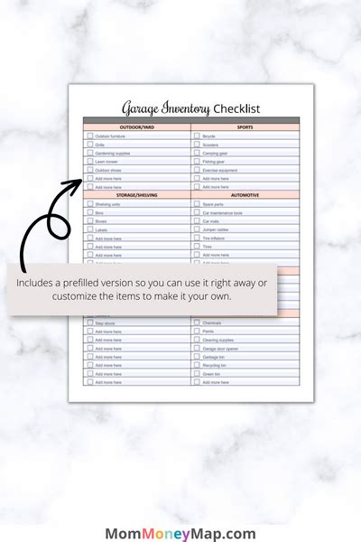 Garage Inventory Checklist Printable Pdf Mom Money Map