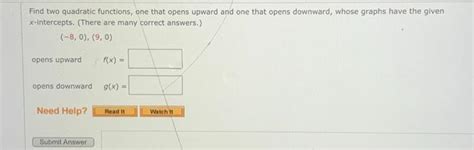 Solved Find Two Quadratic Functions One That Opens Upward