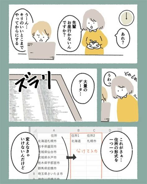 【マンガ】仕事が速い人と遅い人「エクセルのちょっとした作業」に現れる差 エクセルがめんどくさいのでラクするコツをまとめてみた