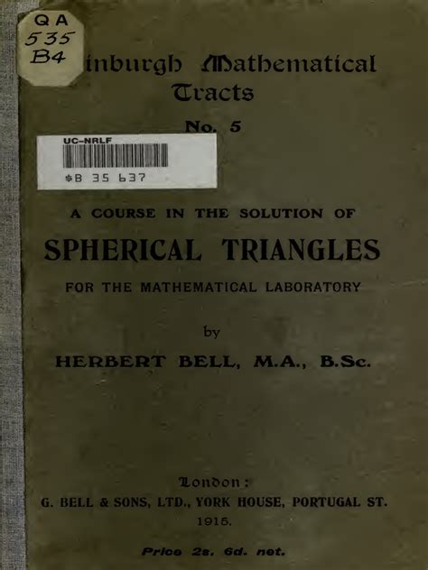 Course On Solution Spherical Triangle Pdf Trigonometric Functions