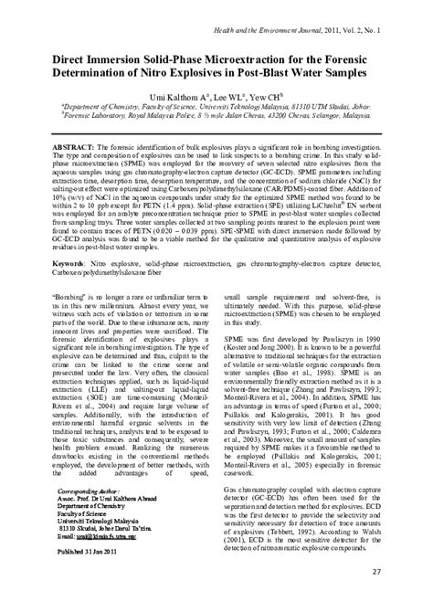 Pdf Direct Immersion Solid Phase Microextraction For The Forensic Determination Of Nitro