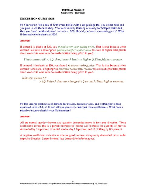 chapter 6 elasticity chapter 06 elasticity 6 1 discussion