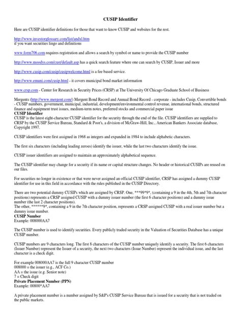 Cusip Identifier Pdf Cusip Market Liquidity