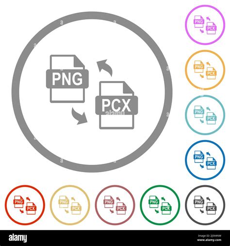 Png Pcx File Conversion Flat Color Icons In Round Outlines On White