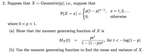 Suppose That X Geometric P I E Suppose That Chegg Com
