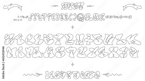 Image Vectorielle Stock Graffiti Y K Alphabet Trendy Line Typeface