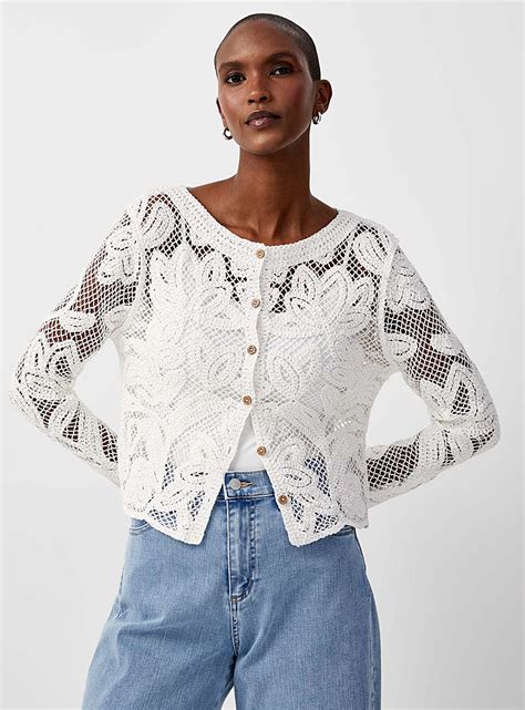 Crochet Lace Cardigan Contemporaine Shop Womens Cardigans Simons