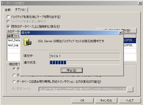 Sql Server バックアップファイルからデーターベースの復元