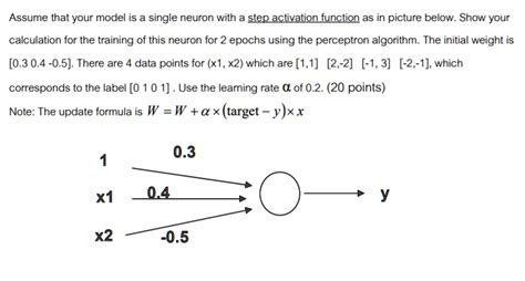 Solved Assume That Your Model Is A Single Neuron With A Step
