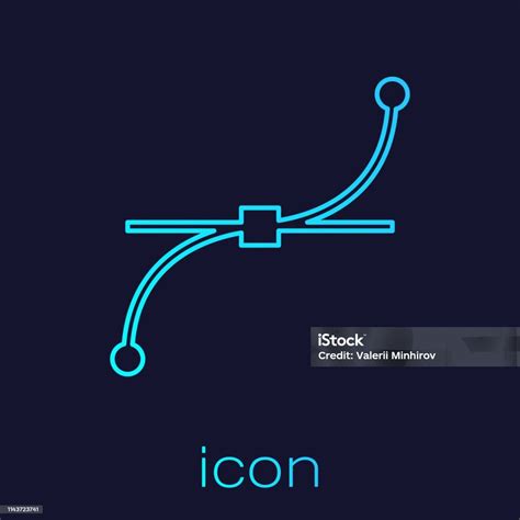 Icône De Ligne De Courbe De Bézier Turquoise Isolé Sur Fond Bleu Icône