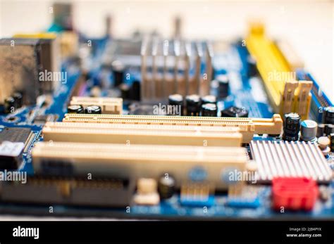 Close Up Of A Motherboard Details Of A Computer Motherboard Detail Of