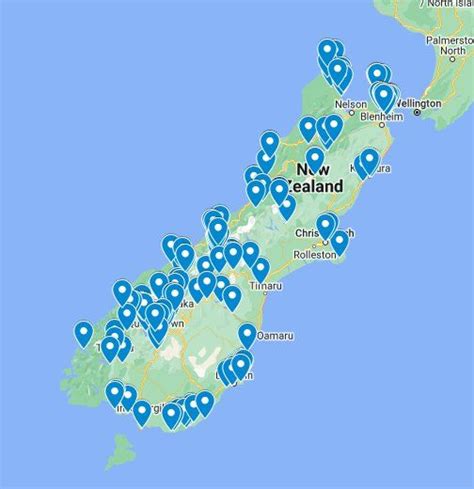 New Zealand Map South Island Points Of Interest Google My Maps In