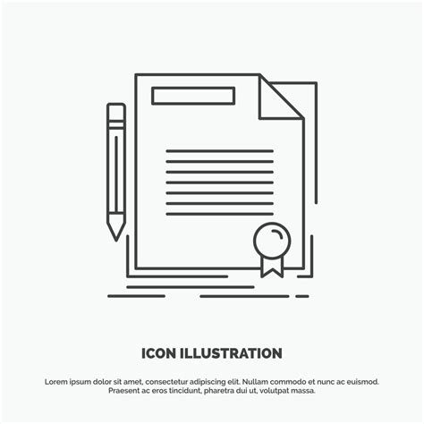 Agreement Contract Deal Document Paper Icon Line Vector Gray