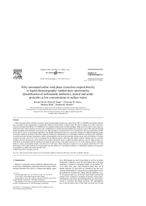Pdf Fully Automated On Line Solid Phase Extraction Coupled To High Performance Liquid