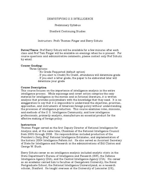 Demystifying Us Intelligence Pdf Intelligence Analysis Espionage