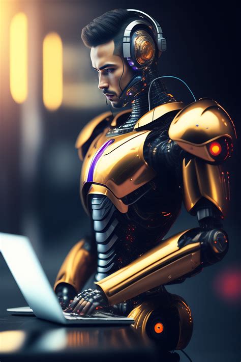 Lexica Cyborg Robot With Computer A Character Side Portrait