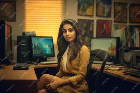 Premium Ai Image Modern Office Workspace With A Female Professional