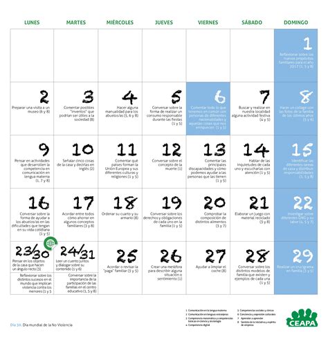 Calendario Con Actividades Diarias Para Trabajar Competencias 2017 003