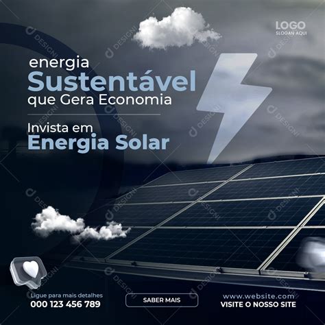 Social Media Energia Solar Energia Sustentável PSD Editável download