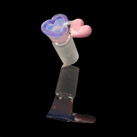 Pink With Purple Lip 18mm Male Heart Slide By Sakibomb 2023 Glass2grass