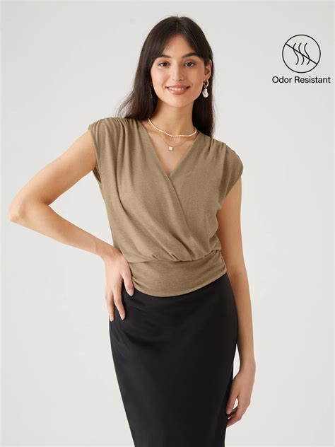 V Neck Surplice Top Oglmove