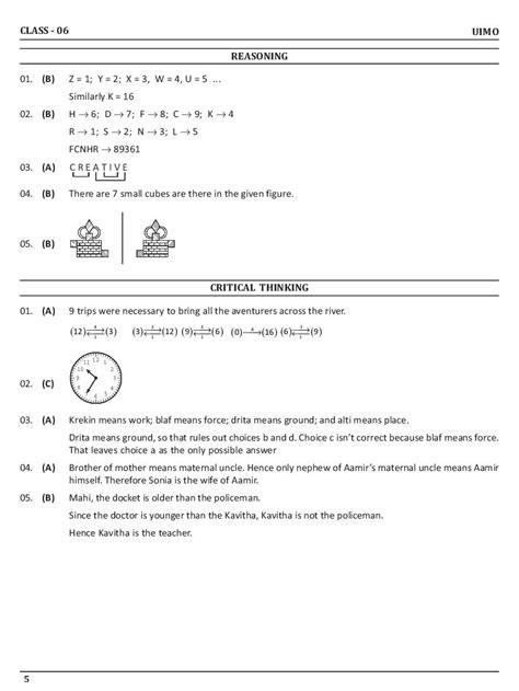 Uimo Sample Papers For Class 6 Unified International Mathematics Olympiad Sample Questions Pdf
