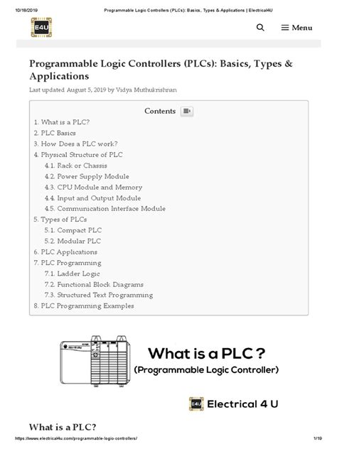 Programmable Logic Controllers Plcs Basics Types And Applications Electrical4u Pdf