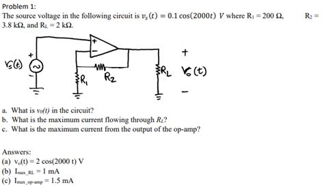 solved problem 1 the source voltage in the following circuit