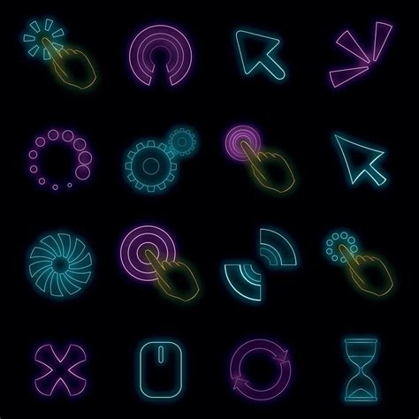 Click Cursors Icons Set Vector Neon 8551072 Vector Art At Vecteezy