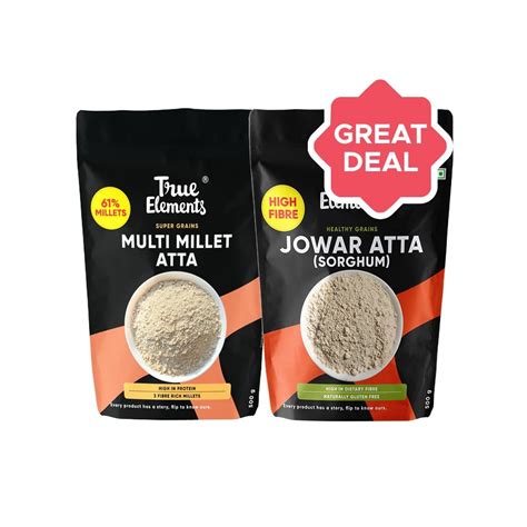 True Elements Multi Millet Atta Jowar Flour Sorghum Atta Combo